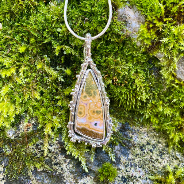 Emergence Pendant with Ocean Jasper - Opal Wing Jewellery